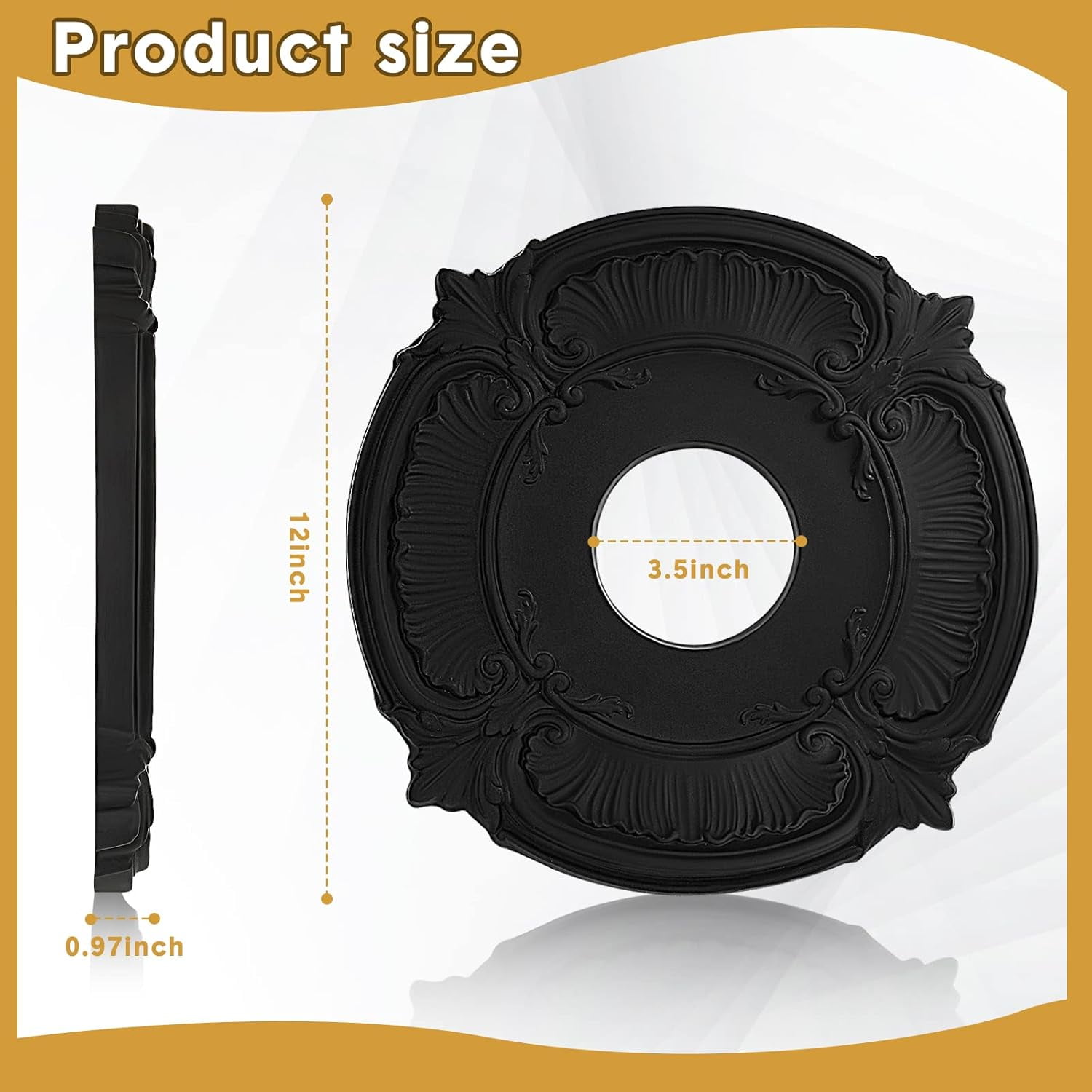 SHILIU-2 Pieces PU Ceiling Medallion Decorative Ceiling Fan Medallion ...
