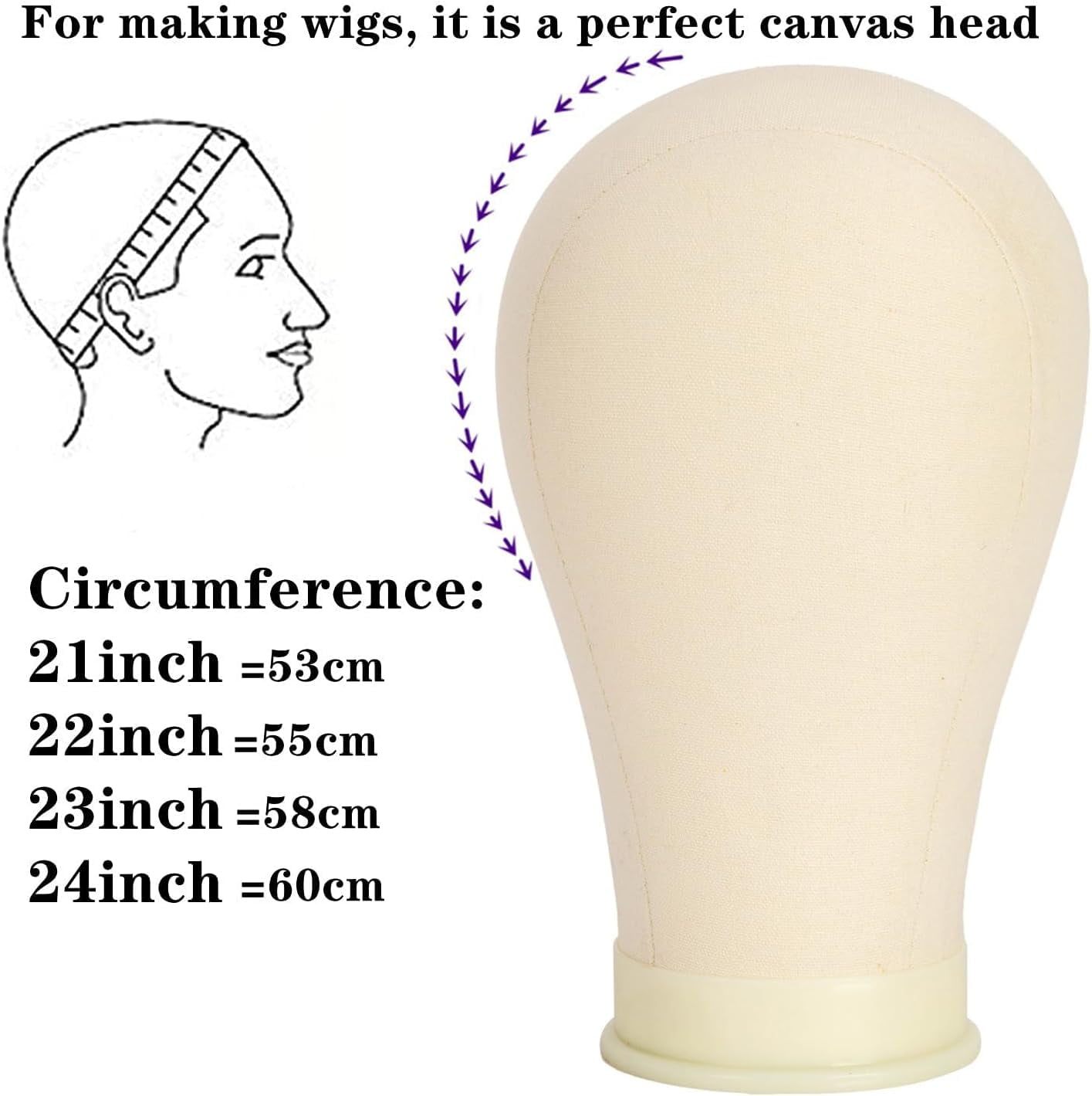 SHILIU-22 Inch Canvas Wig Heads with Mannequin Head Stand Height ...