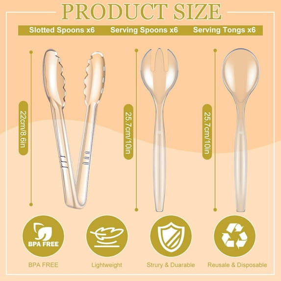 SHILIU-24 Pcs Disposable Clear Plastic Serving Utensils, 8 Set ...