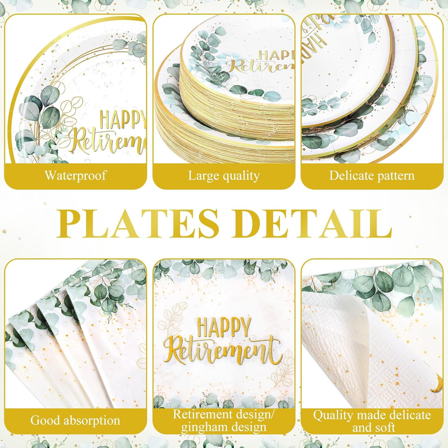 SHILIU-250 Pcs Sage Green Retirement Party Decorations Happy Retirement ...