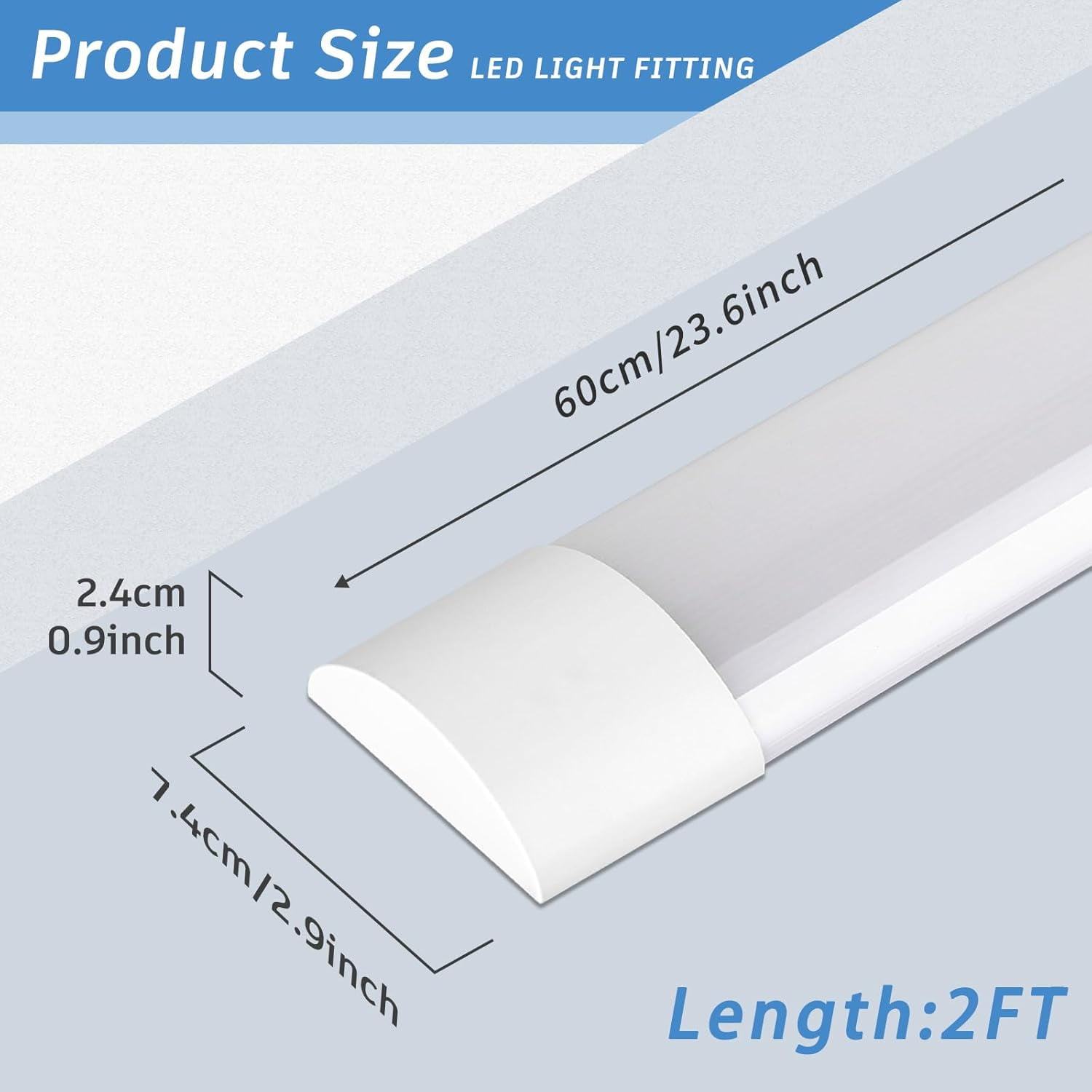 SHILIU-2FT LED Batten Light, Ceiling Surface Mounted Slim LED Tube ...