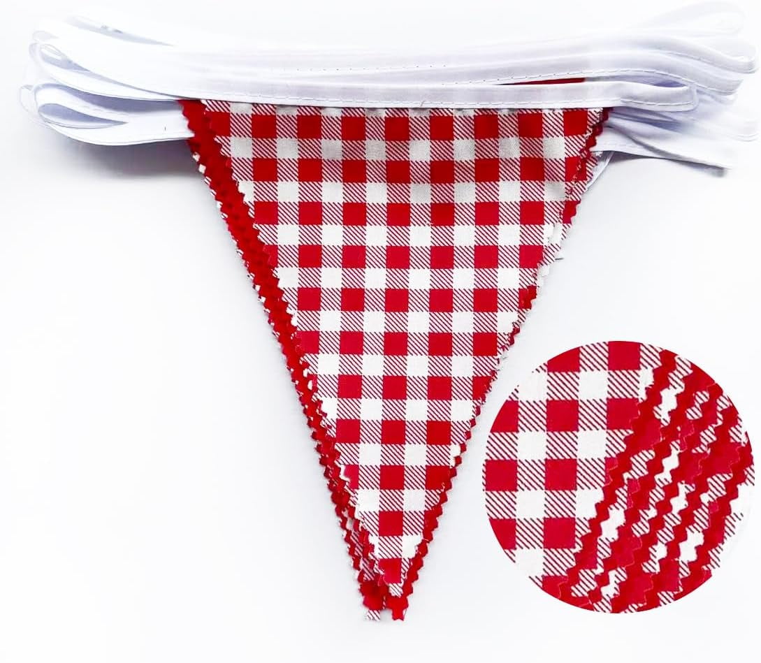 SHILIU-32Ft Red Gingham Party Decorations Red White Plaid Checkered ...