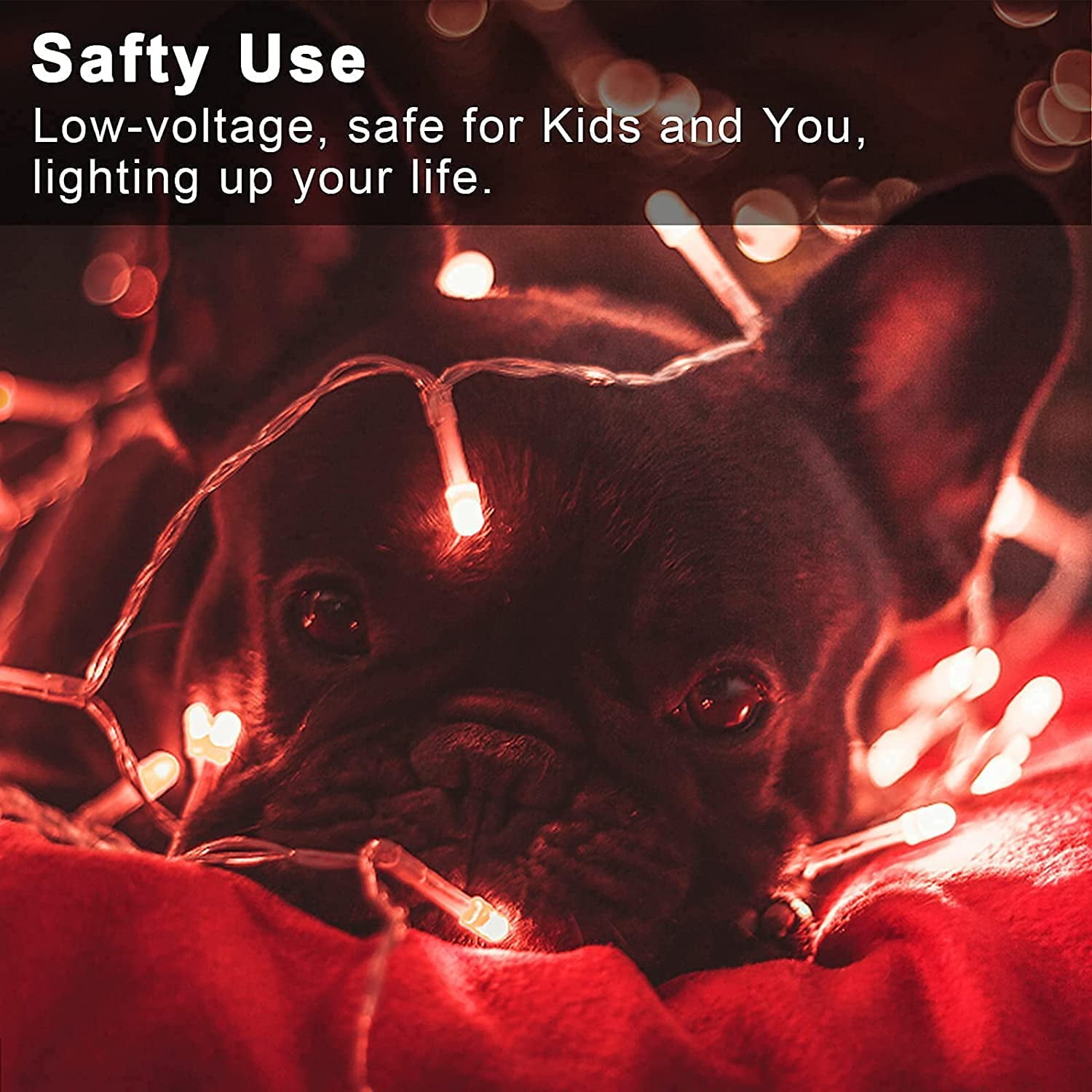 SHILIU-33ft 100 LED Red Battery Operated Lights with Remote, Red ...