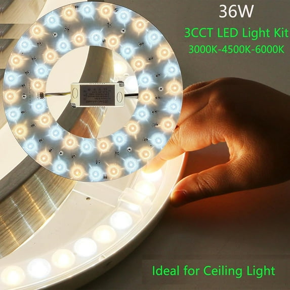 SHILIU-36W 3 Color Temperature LED Flush Mount Ceiling Fan Light Kit ...
