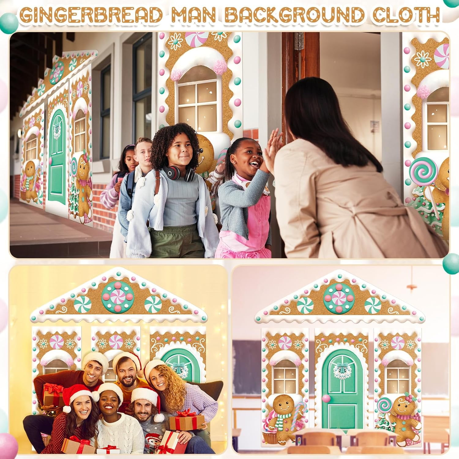 SHILIU-4 Pcs Christmas Gingerbread House Door Cover Decorations ...