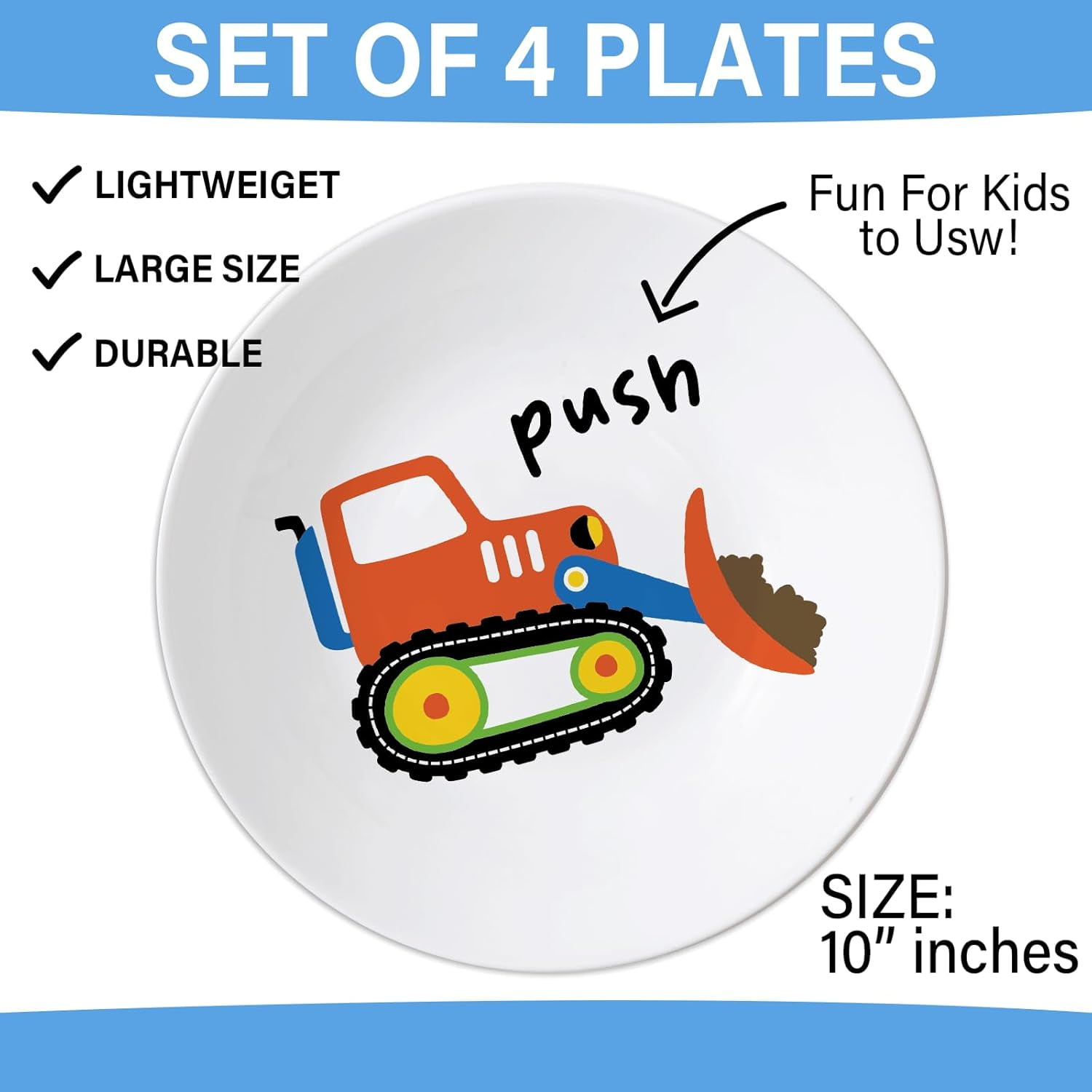 SHILIU-4 Set 10 Inch Construction Truck Plates Melamine Construction ...