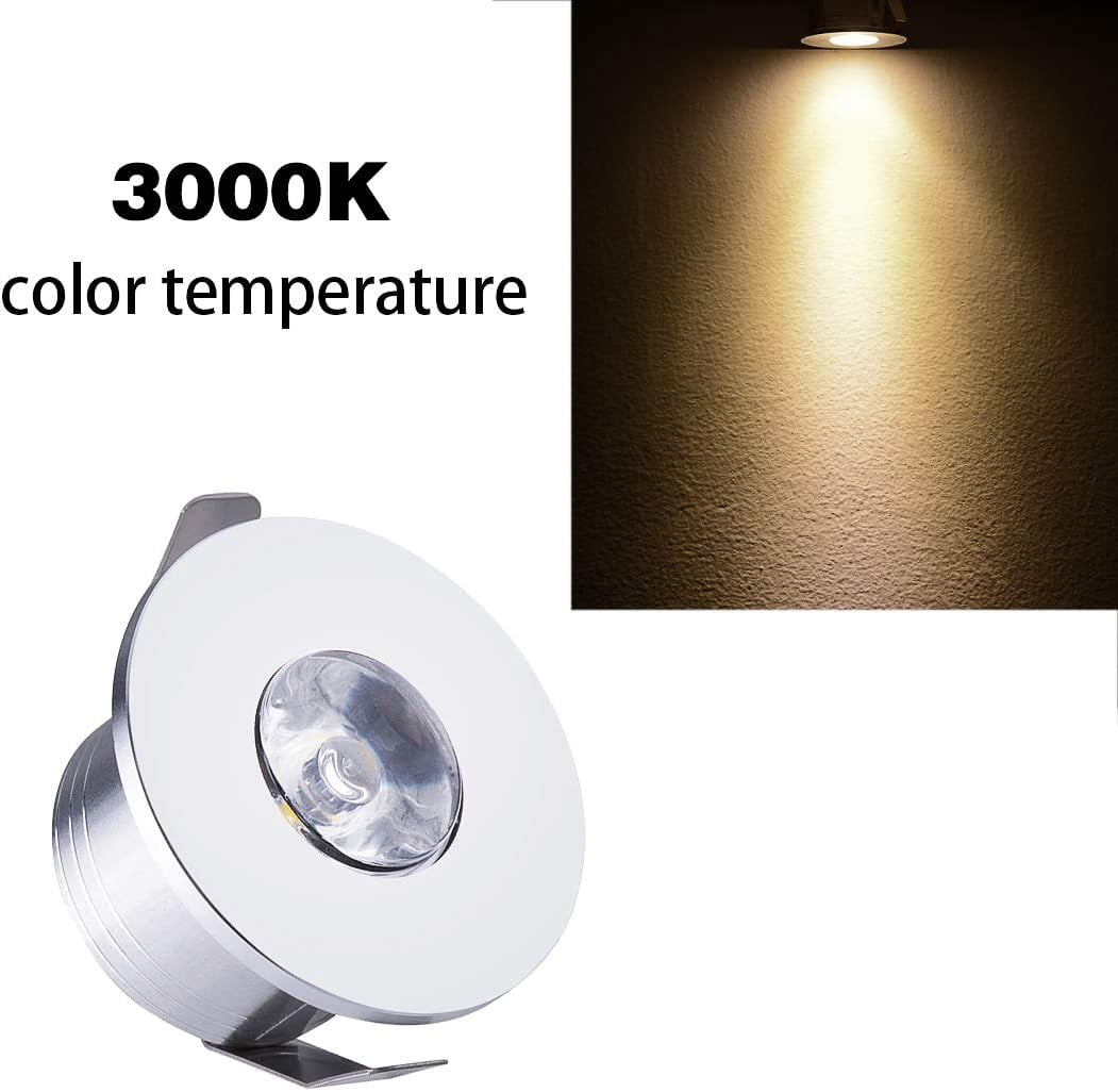 SHILIU-5 Pack 1W Mini LED Recessed Lighting, 1 Inch Recessed LED Lights ...