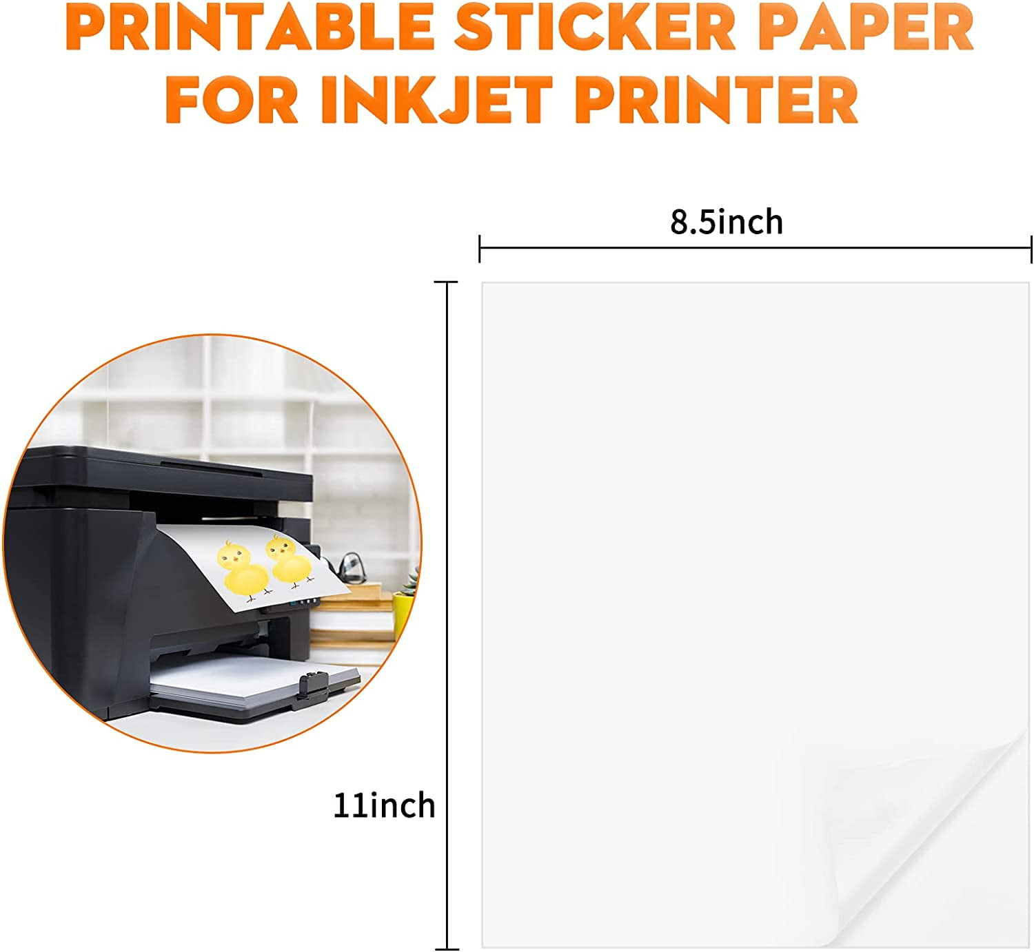 SHILIU-50 Sheets Frosted Waterproof Printable Vinyl Sticker Paper for ...