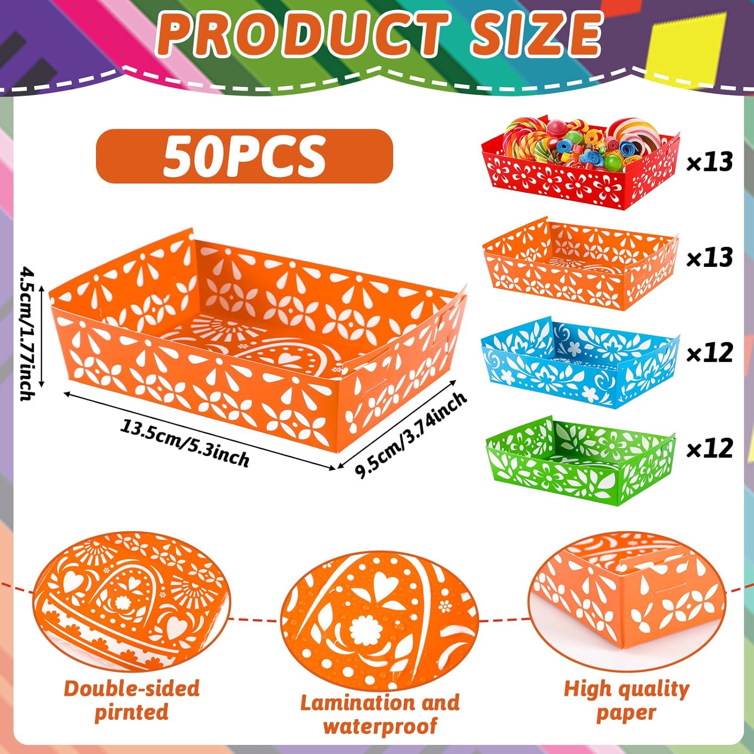 SHILIU-50Pcs Mexican Nacho Trays, Disposable Fiesta Party Snack Trays ...