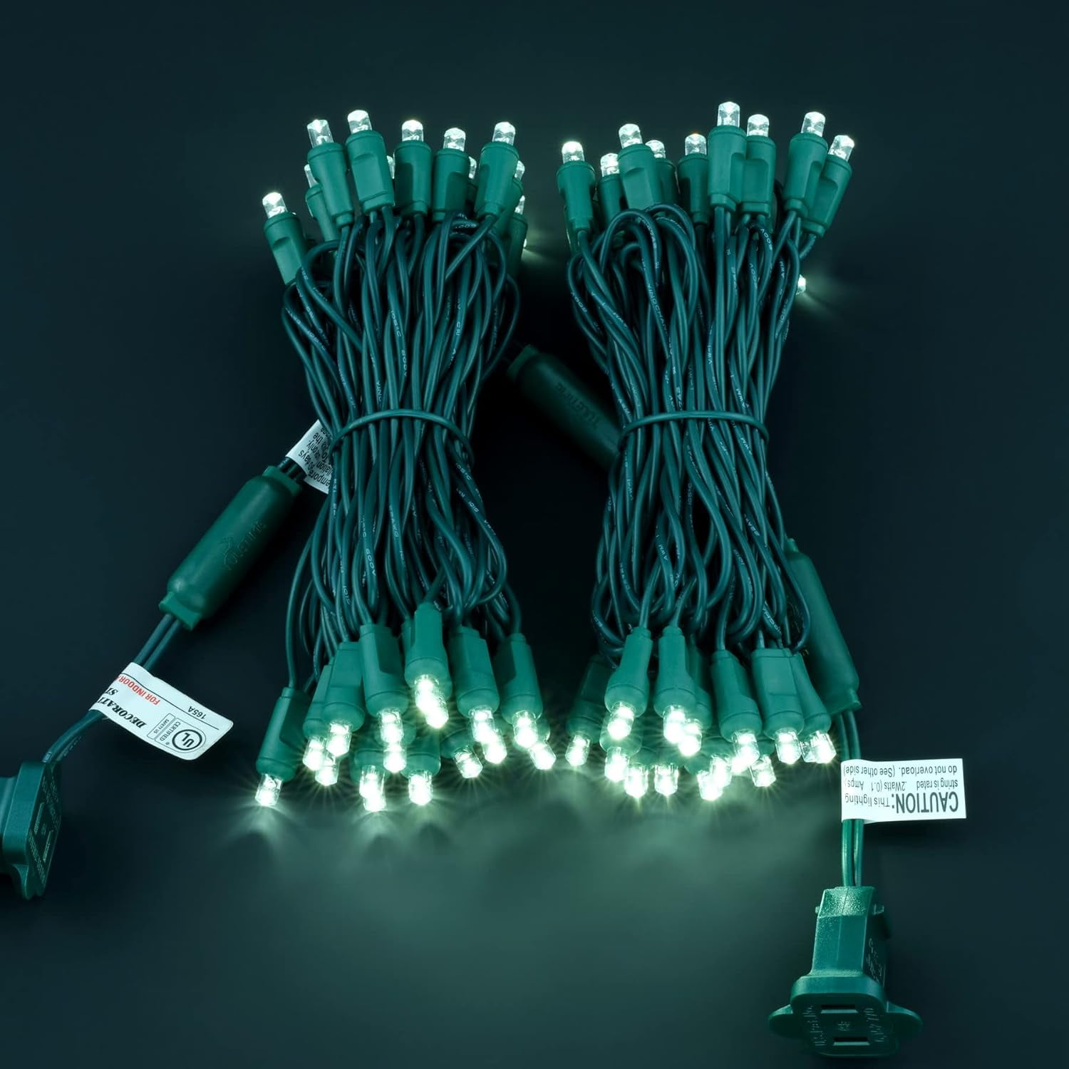 SHILIU-5MM LED Christmas Lights, 33 ft 100 Count 4" Spacing One-Piece ...