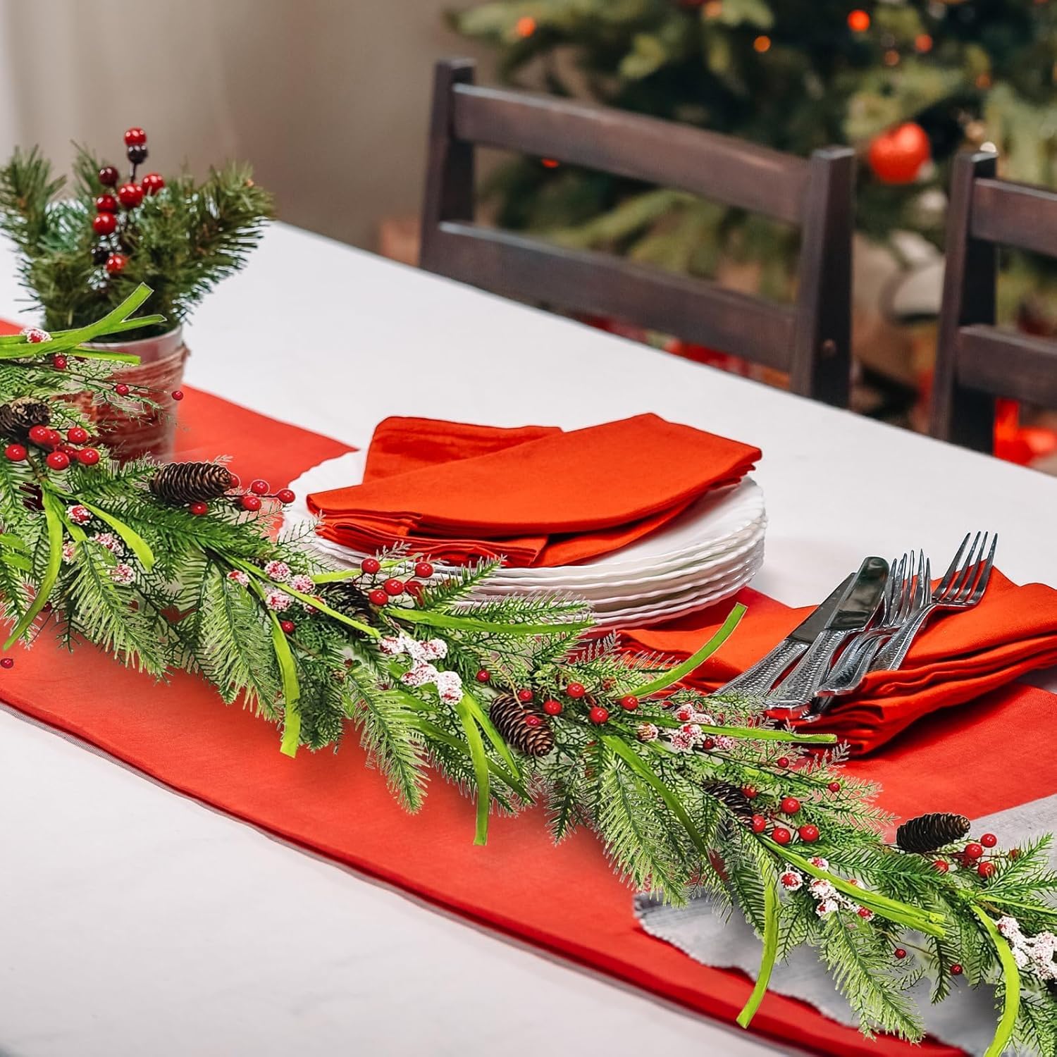 SHILIU-6 Ft Christmas Artificial Pine Vine Garland Green Norfolk Swags ...
