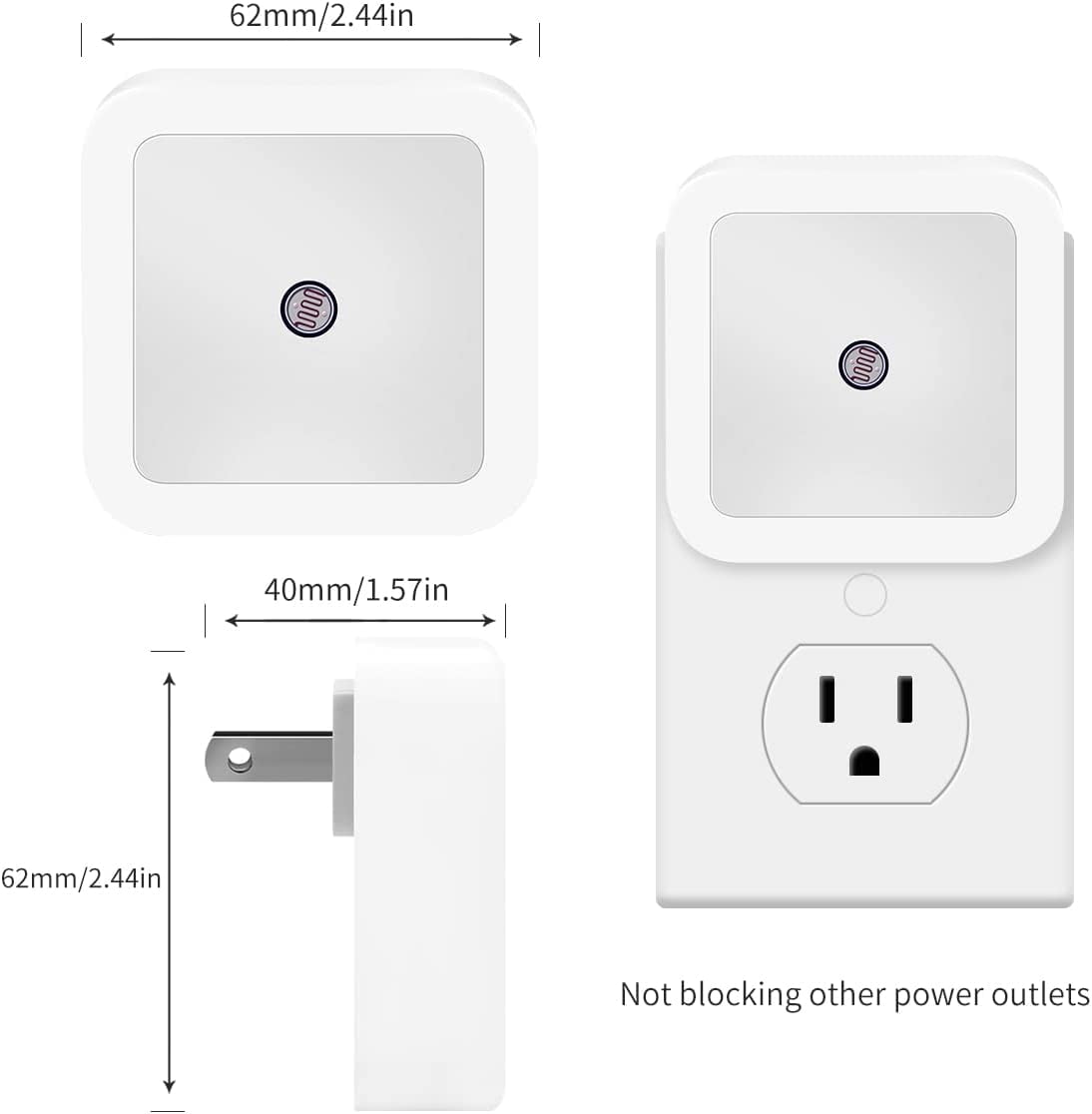 SHILIU-6 Pack Blue LED Night Light Plug in, Dusk to Dawn Sensor ...