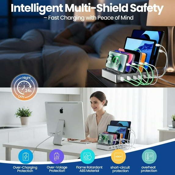 SHILIU-6 Port Charging Station for Multiple Devices, Charger Station ...