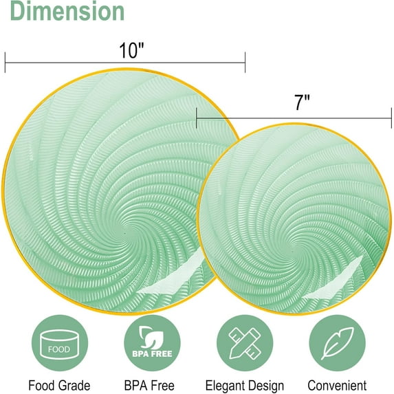 SHILIU-60PCS Green Plastic Plates for Party, Heavy Duty Disposable ...
