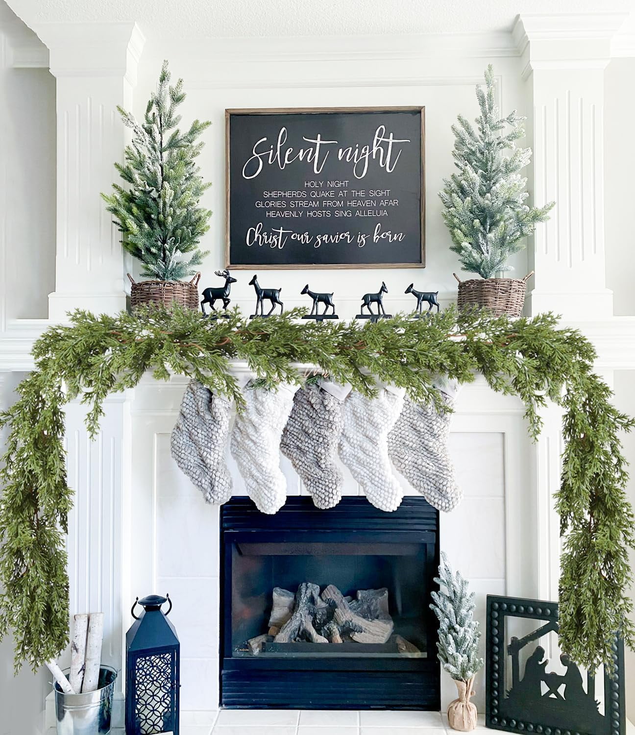 SHILIU-6FT Pine Christmas Greenery, Realistic Cedar Cypress Garland for ...