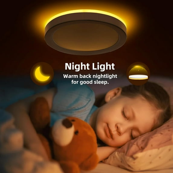 SHILIU-7.5 Inch Flush Mount LED Ceiling Light with Night Light, CRI90 ...