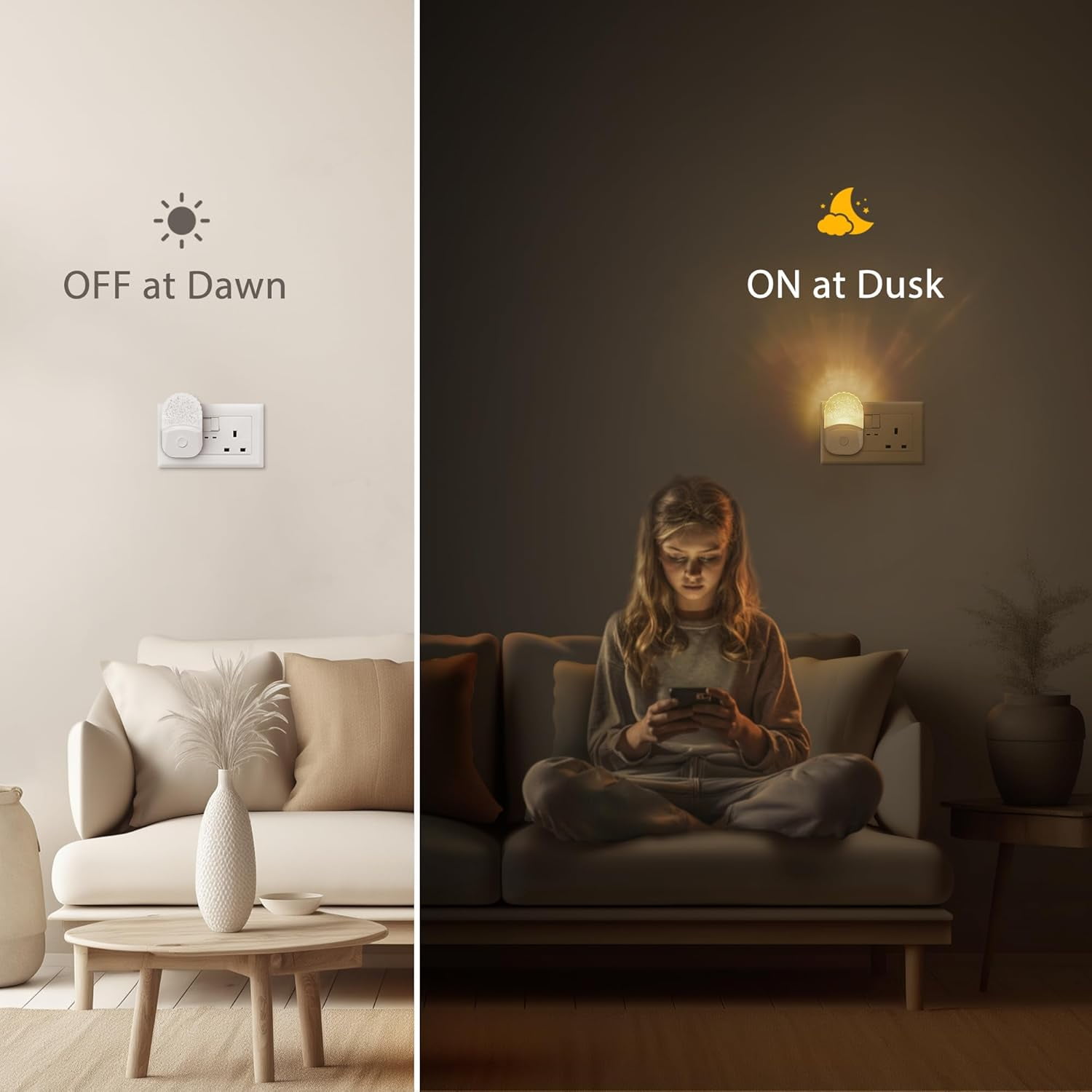 SHILIU-8-Color RGB LED Night Light Plug into Wall, 4Pack Color Changing ...