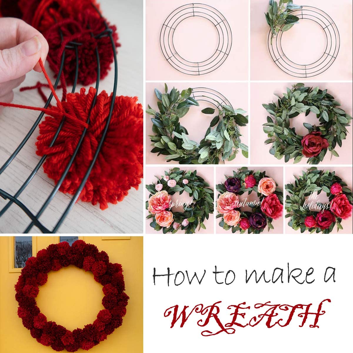 SHILIU-8 Pack Wire Wreath Frame 14 Inch Metal Wreath Form Ring for ...