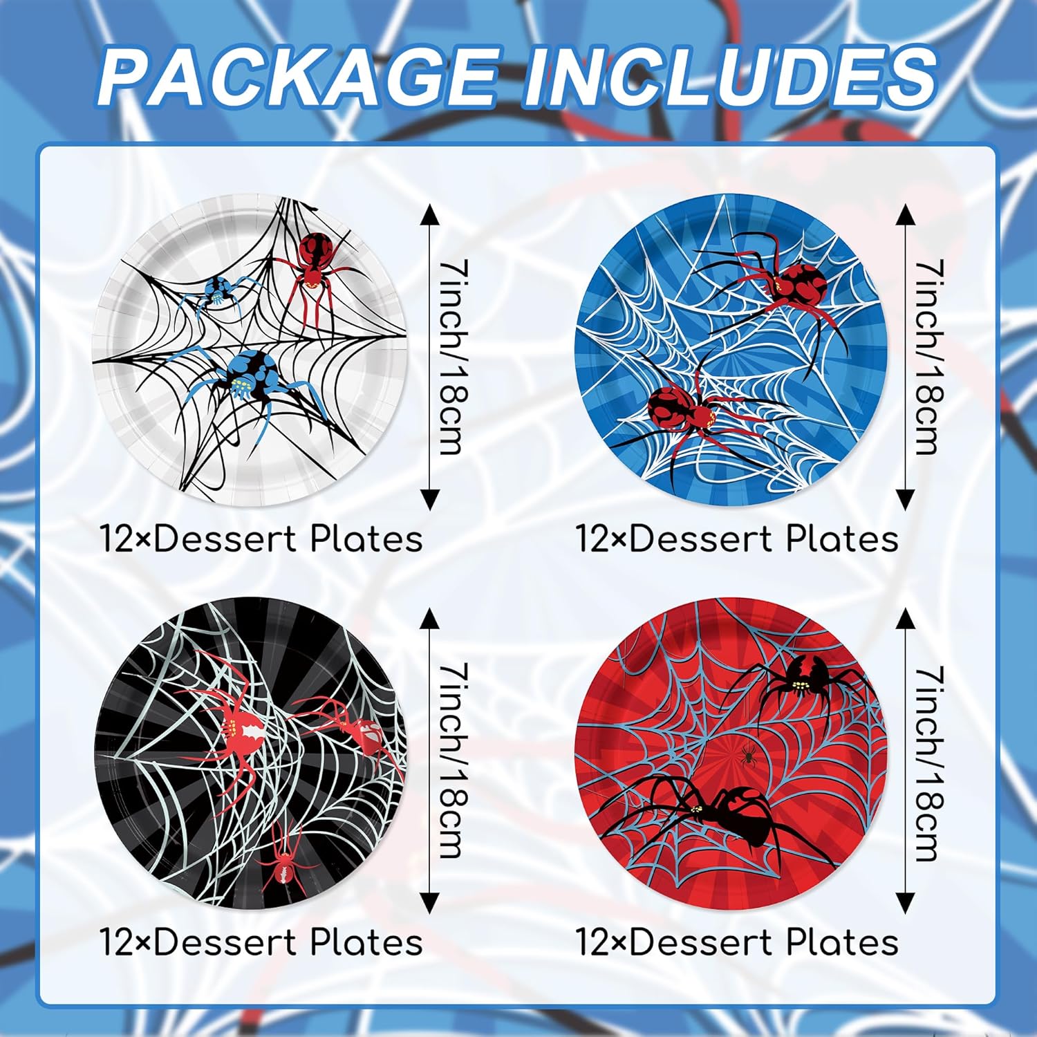 SHILIU-96PCS Spider Party Supplies for Kids Boys Spider Plates and ...