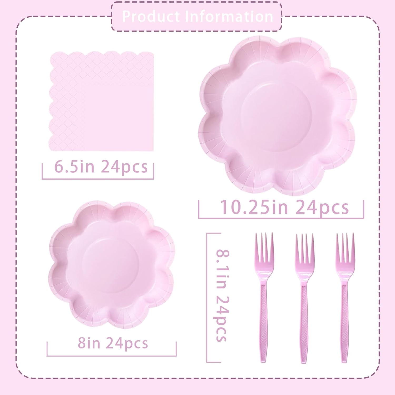 SHILIU-96Pcs Purple Paper Plates Set,Disposable Scalloped Party Plates ...