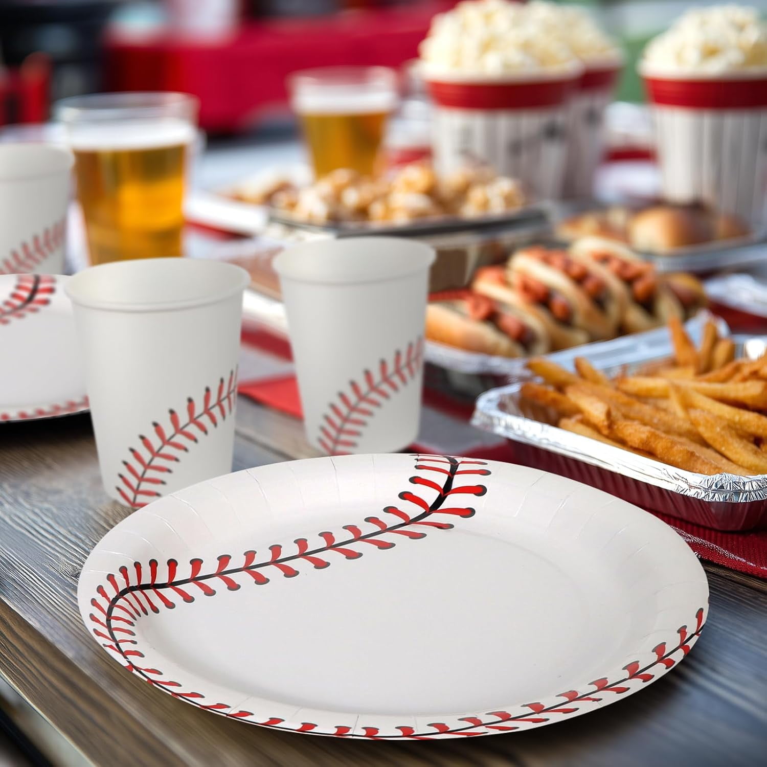 SHILIU-96pcs Baseball Paper Plates Baseball Field Party Plates and ...