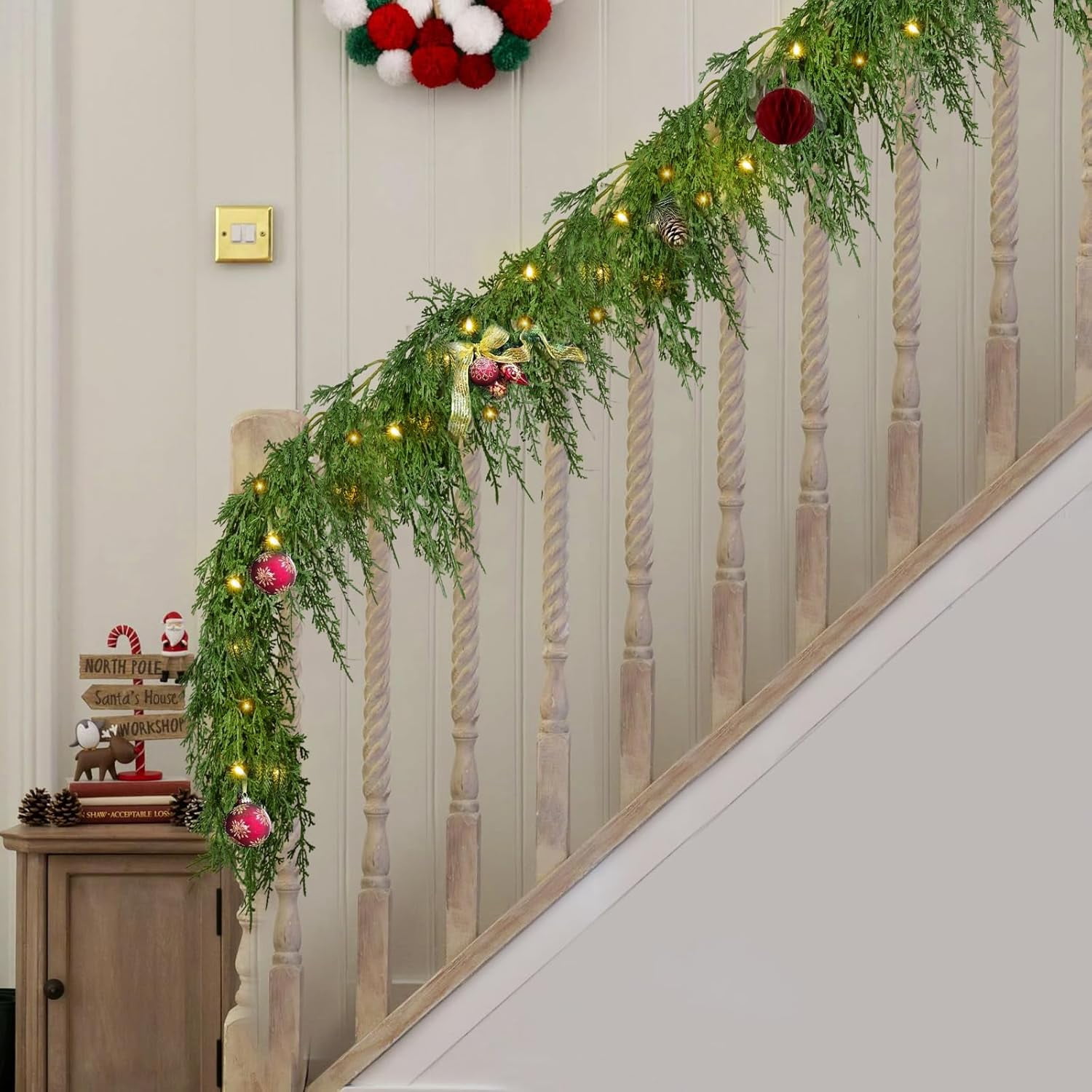 SHILIU-Artificial Christmas Garland with Dragon Cypress, Festive ...