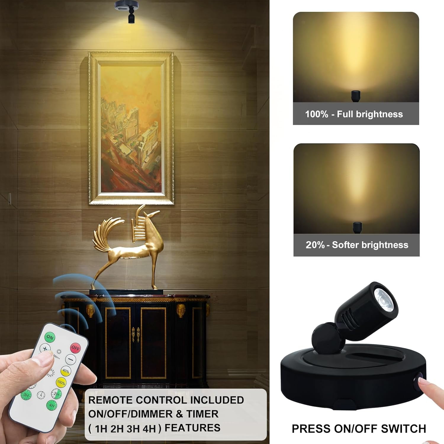 SHILIU-Battery LED Spotlight, Indoor Spotlights, Battery Powered Spot ...