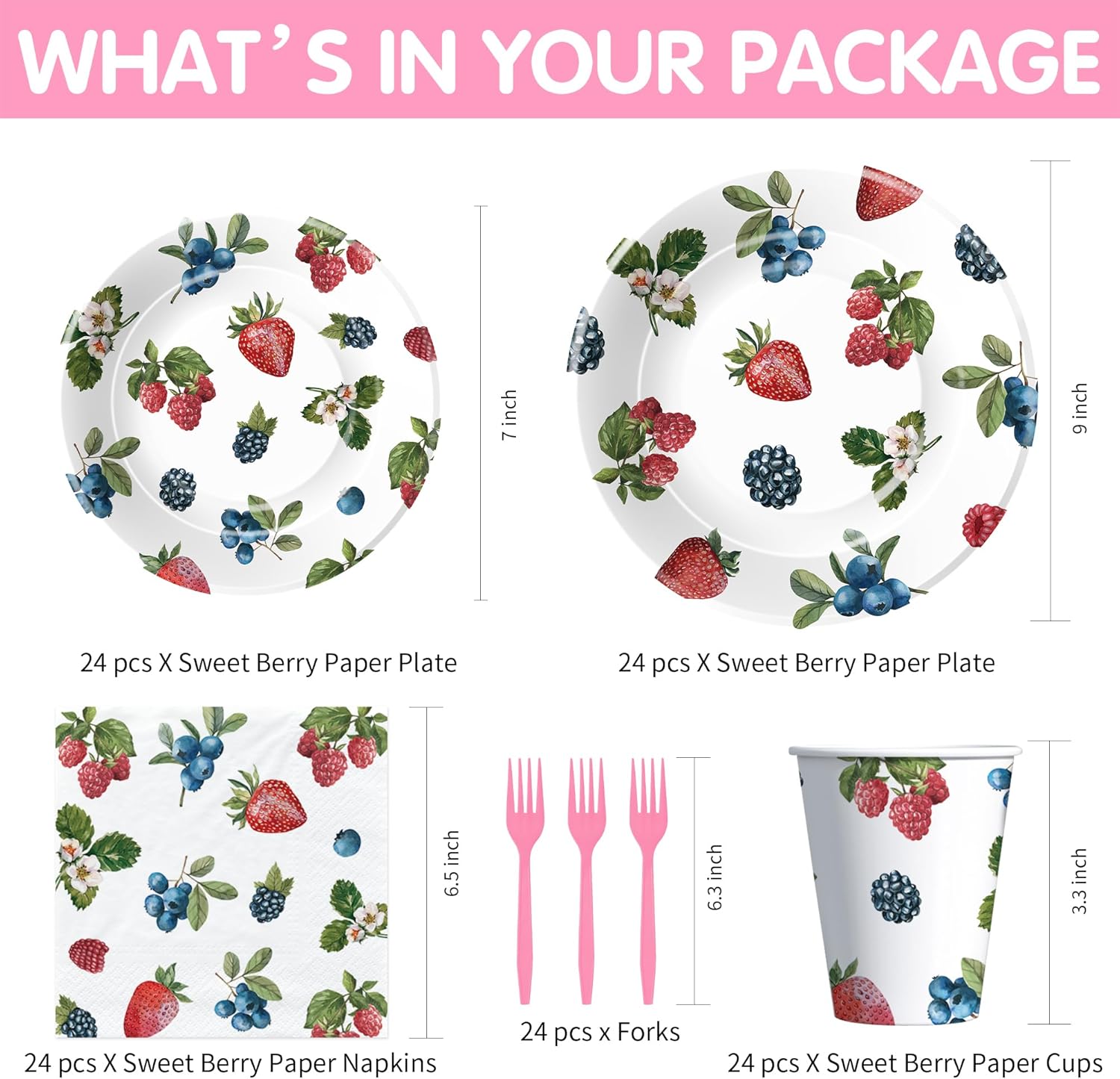 SHILIU-Berry Party Decorations Tableware - Blueberry Strawberry ...