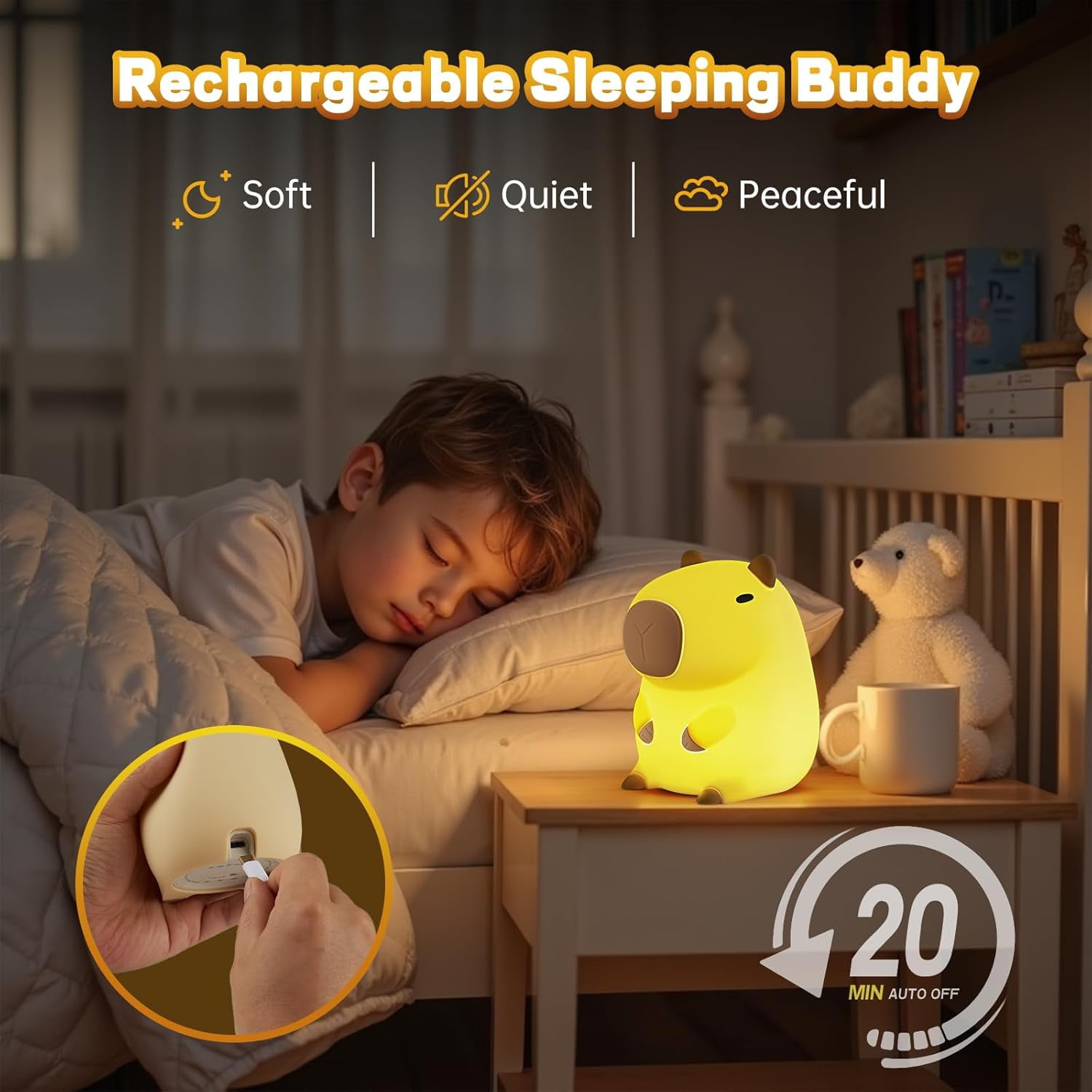 SHILIU-Capybara Night Light for Kids, Cute Capybara Lamp Silicone Baby ...