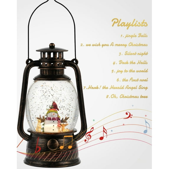 SHILIU-Christmas Decorations Indoor-Musical Snow Globe with 6H Timer ...