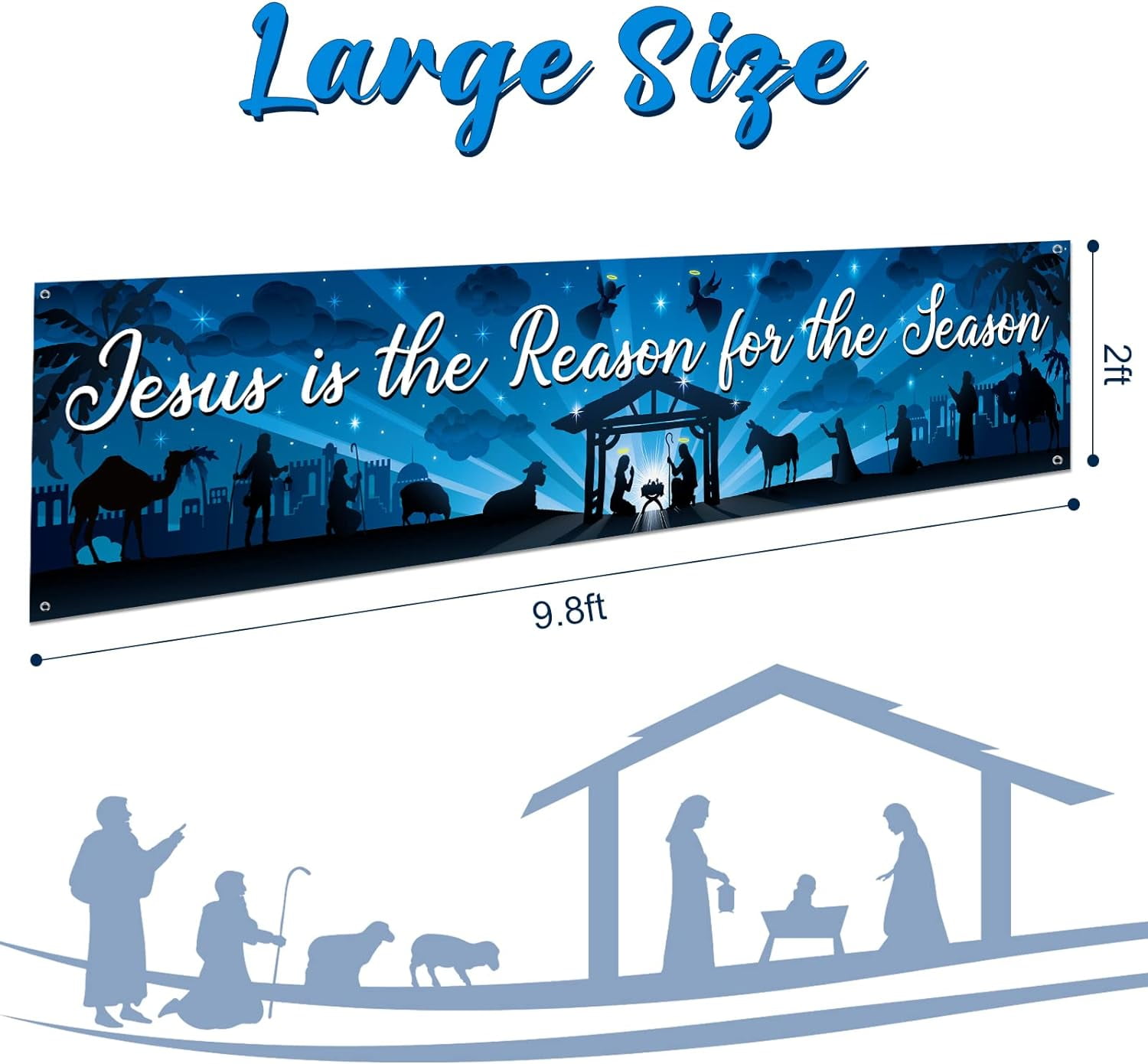 SHILIU-Christmas Nativity Banner Outdoor Decorations Jesus Religious ...