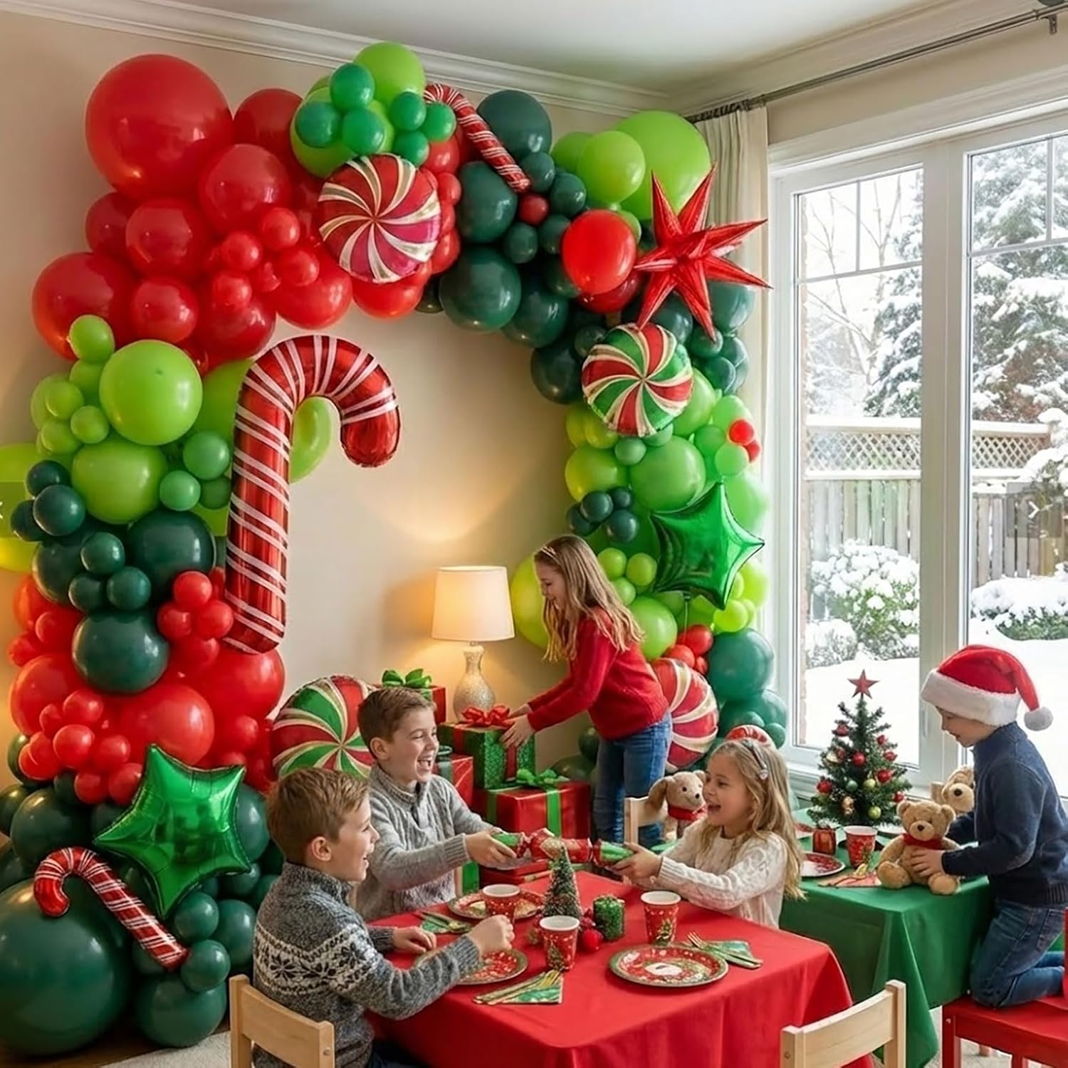 SHILIU-Christmas Party Decorations with Red Green Balloon garland arch ...