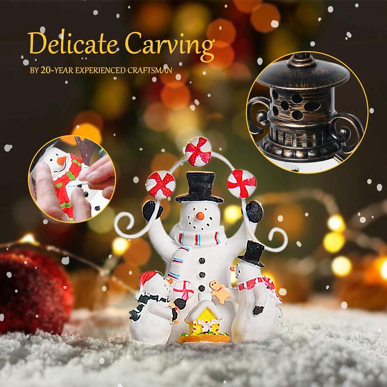 SHILIU-Christmas Snow Globes Lantern, 8 Songs, 6H Timer, Battery & USB ...