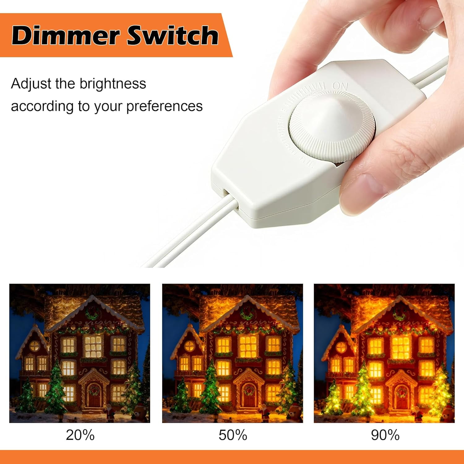 SHILIU-Christmas Village Lights Cord with 9 Bulbs, 18FT C7 LED Lamp ...