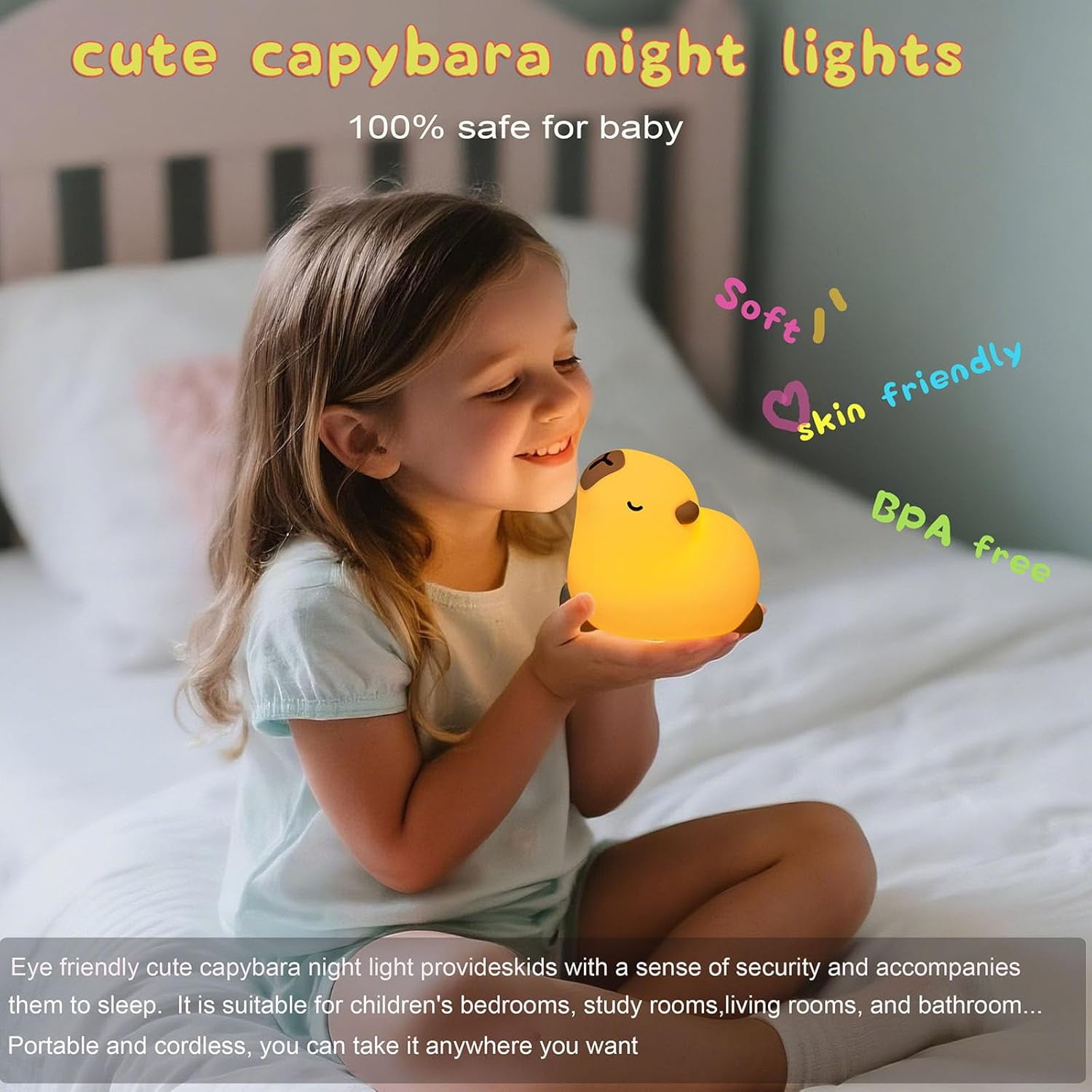 SHILIU-Cute Capybara Night Light, LED Capybara Lamp Rechargeable Touch ...