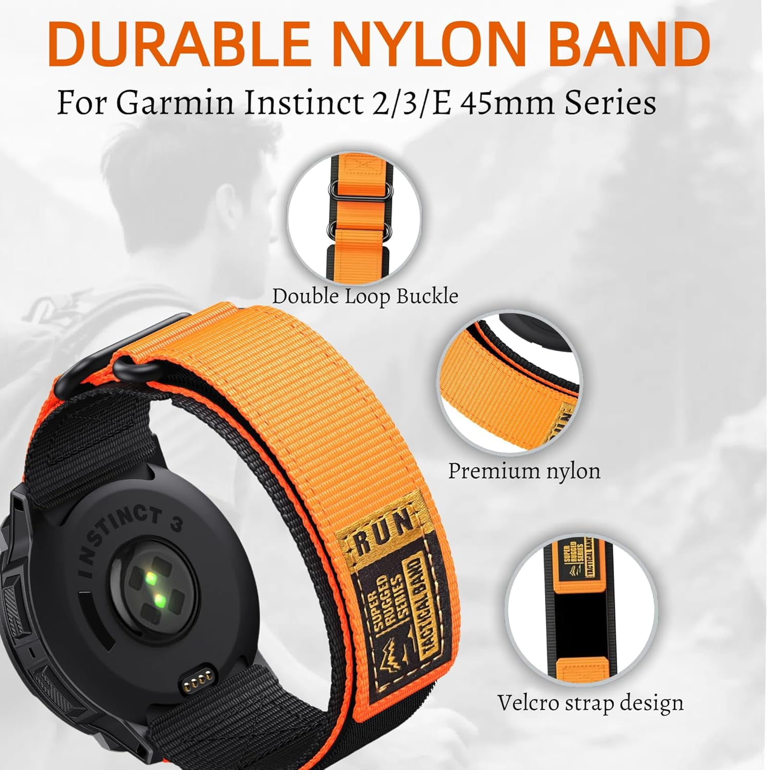 SHILIU-Double Loop Buckle Nylon Strap Compatible with Garmin Instinct 2 ...