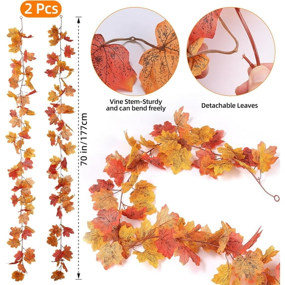 SHILIU-Fall Leaves Garland Maple Leaf, 2 Pack Fake Hanging Vines for ...