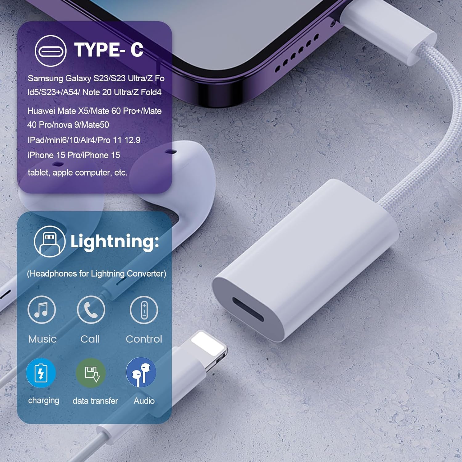 SHILIU-Female Lightning to USB C Adapter, USB C Male to Iphone Female ...