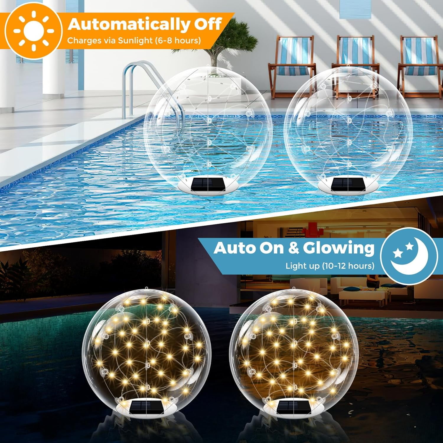 SHILIU-Floating Pool Lights Solar Powered-14 Warm White Solar Powered ...