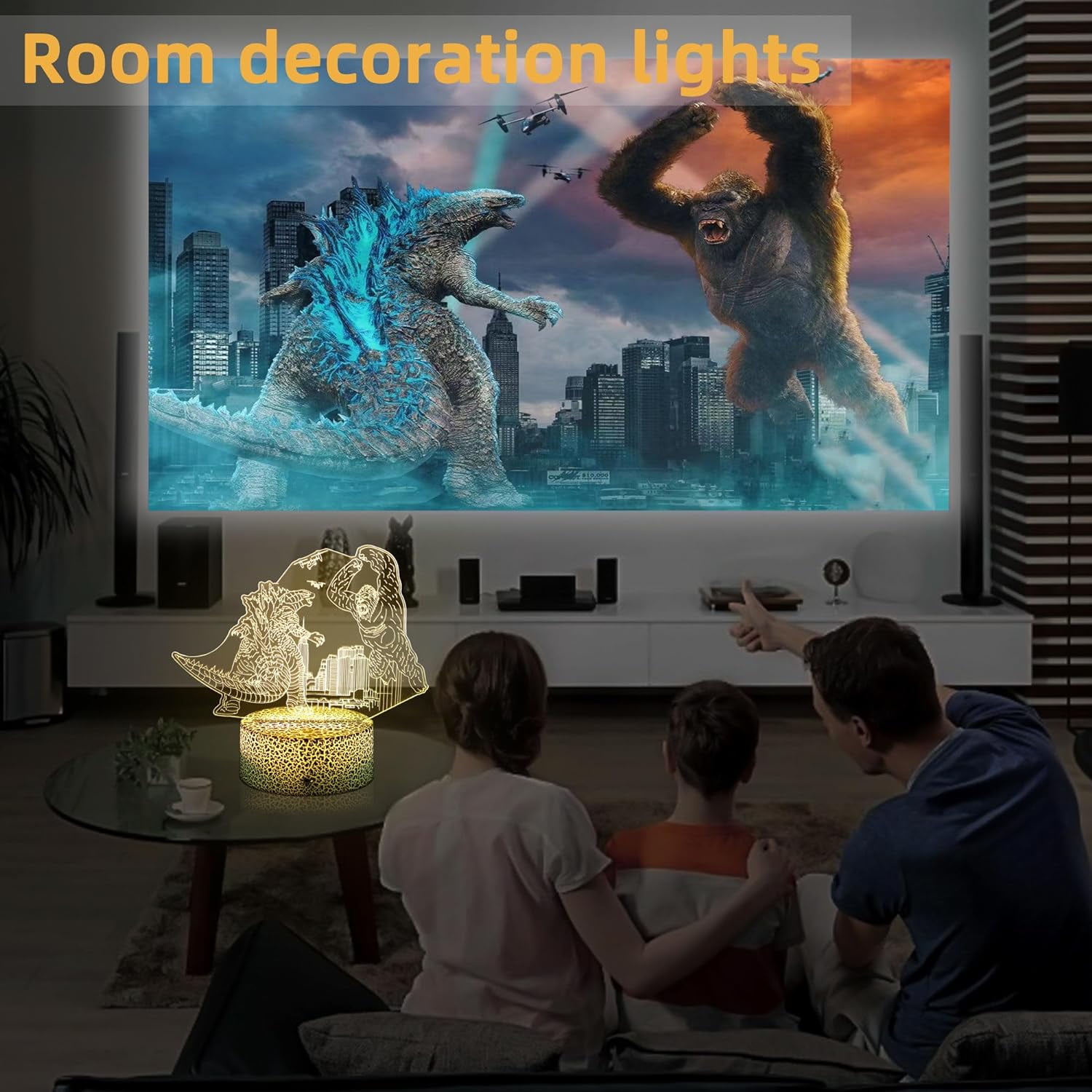 SHILIU-Godzilla vs King Kong Toys, King of Monsters Color-Changing LED ...
