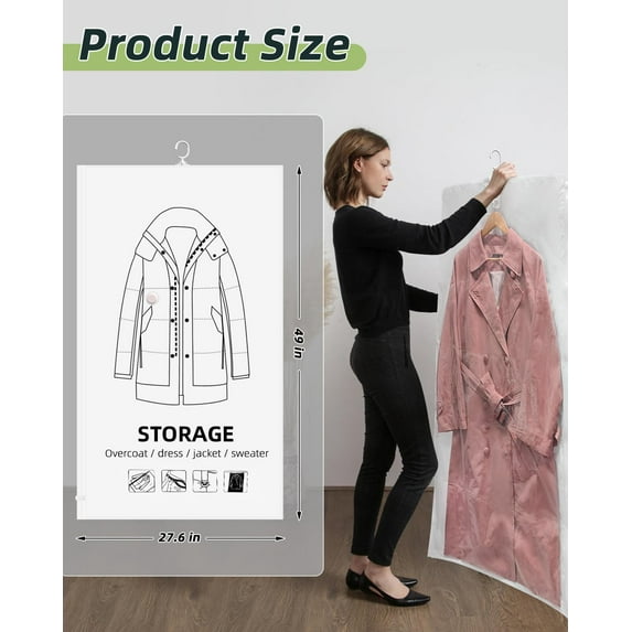 SHILIU-Hanging Vacuum Storage Bags for Clothes Coats 6 Pack 49x27.6 ...