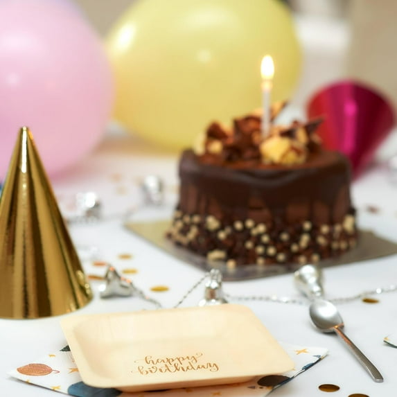 SHILIU-Happy Birthday Disposable Birthday Party Plates \u2013 Rustic ...