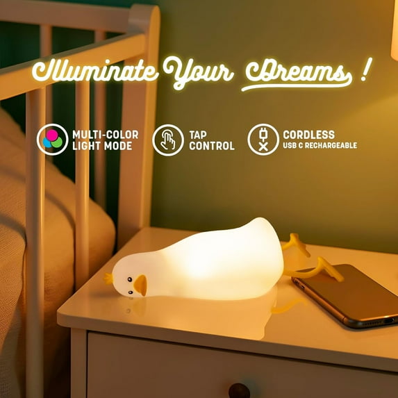 SHILIU-Kawaii Duck Ambient Light, Color Changing, Soft to Touch Silicon ...