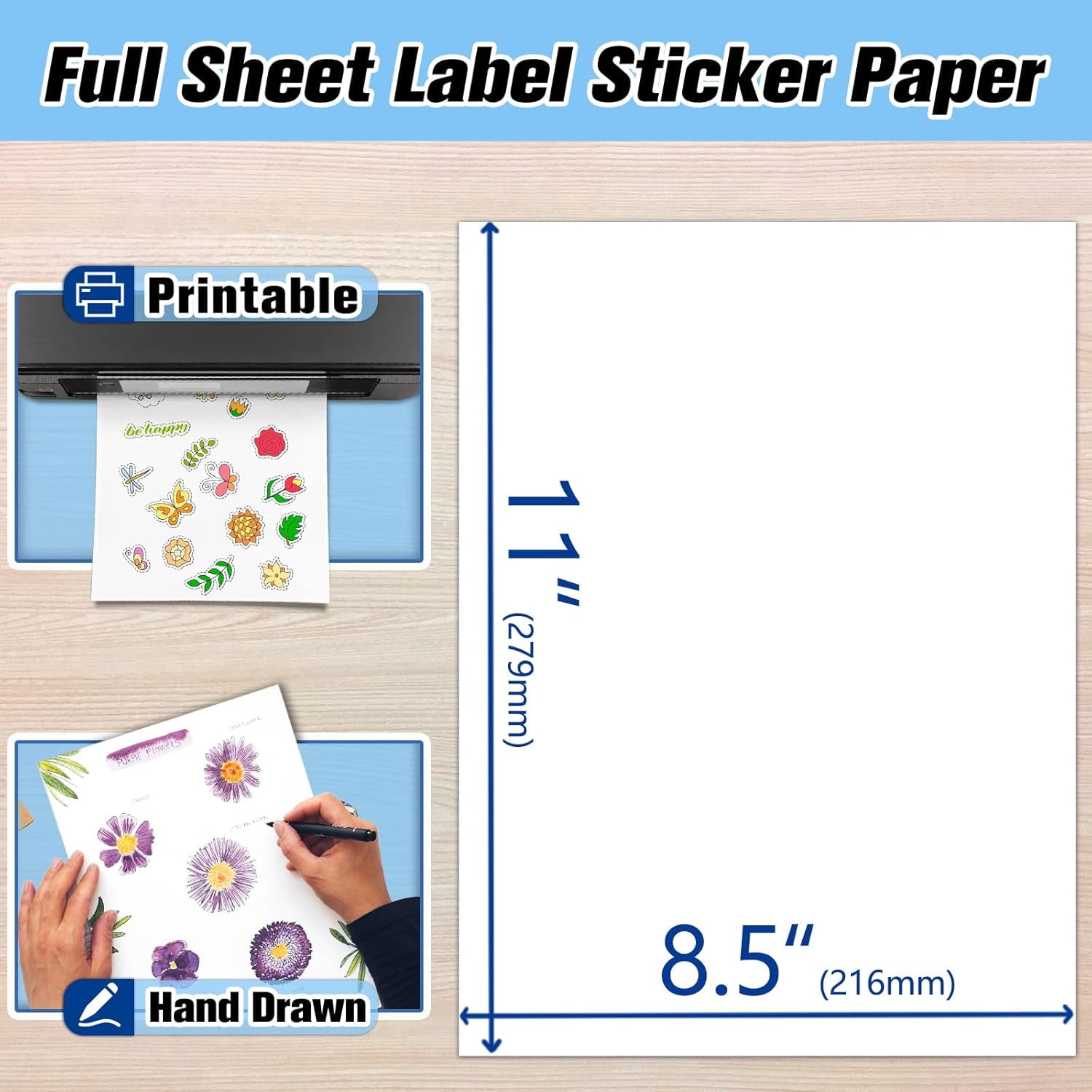 SHILIU-Koala 100 Sheets Sticker Paper for Regular Labels, Matte White ...