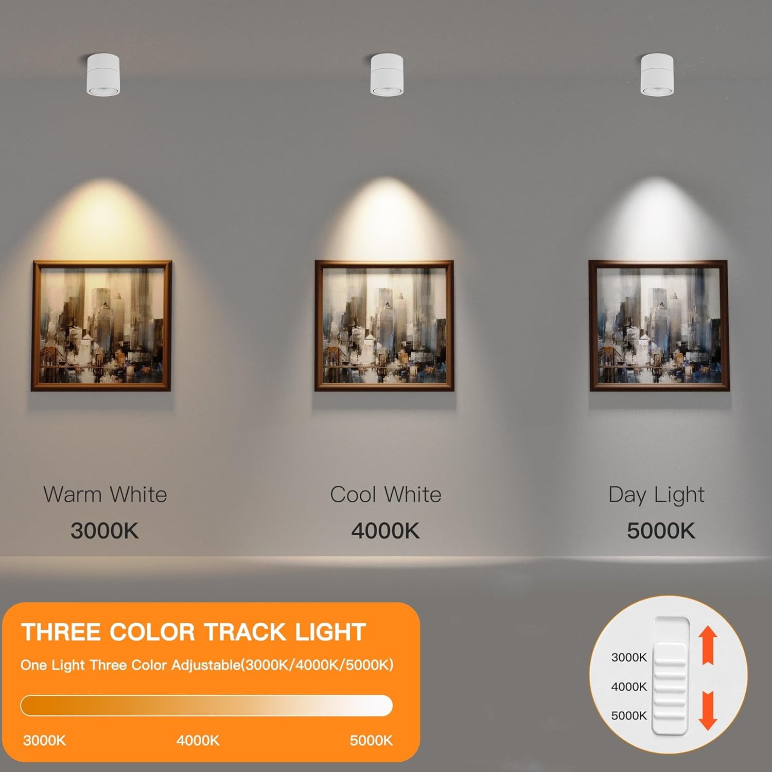 SHILIU-LED Ceiling Spotlight Dimmable12W 3CCT 3000K/4000K/5000K ...
