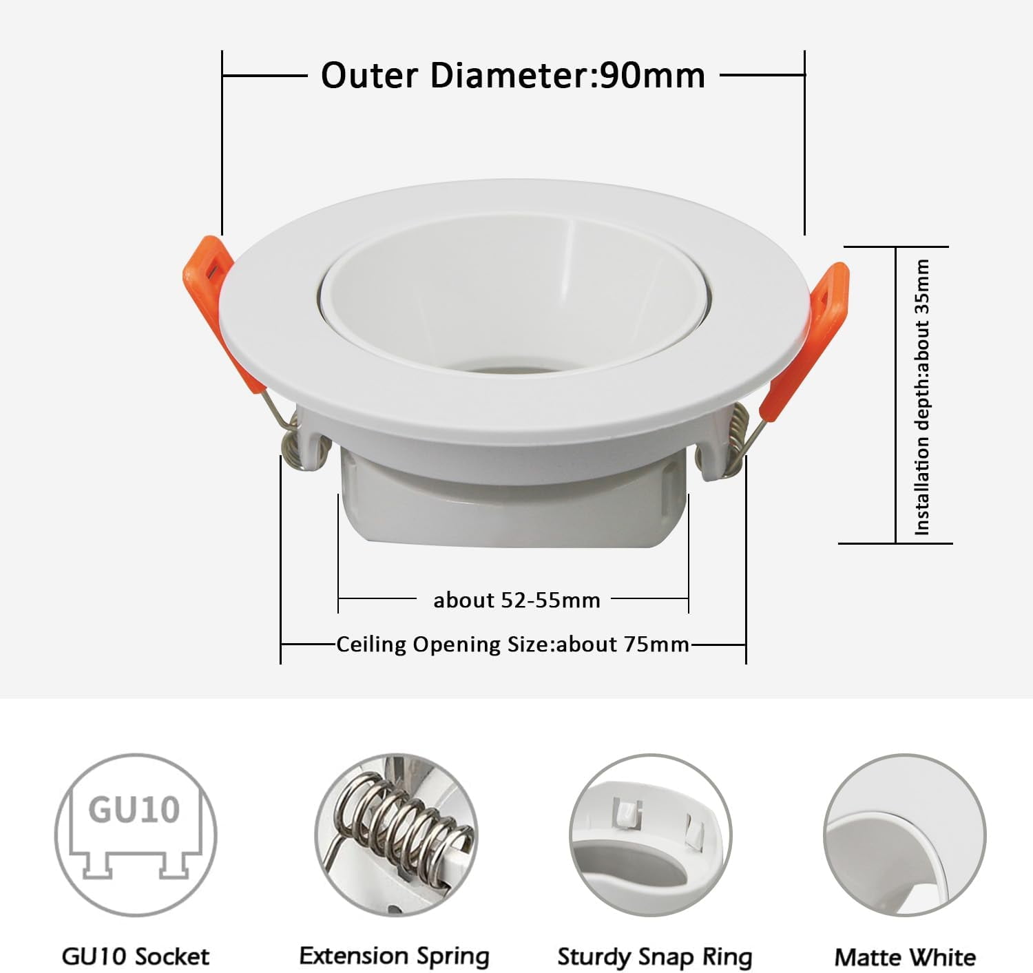 SHILIU-LED Downlight Fixture Housing MR16 Cut Out Spotlight Downlight ...