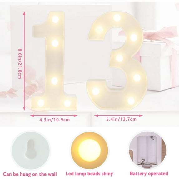 SHILIU-LED Marquee Letter Lights, Decorative Light Up Numbers for 13th ...