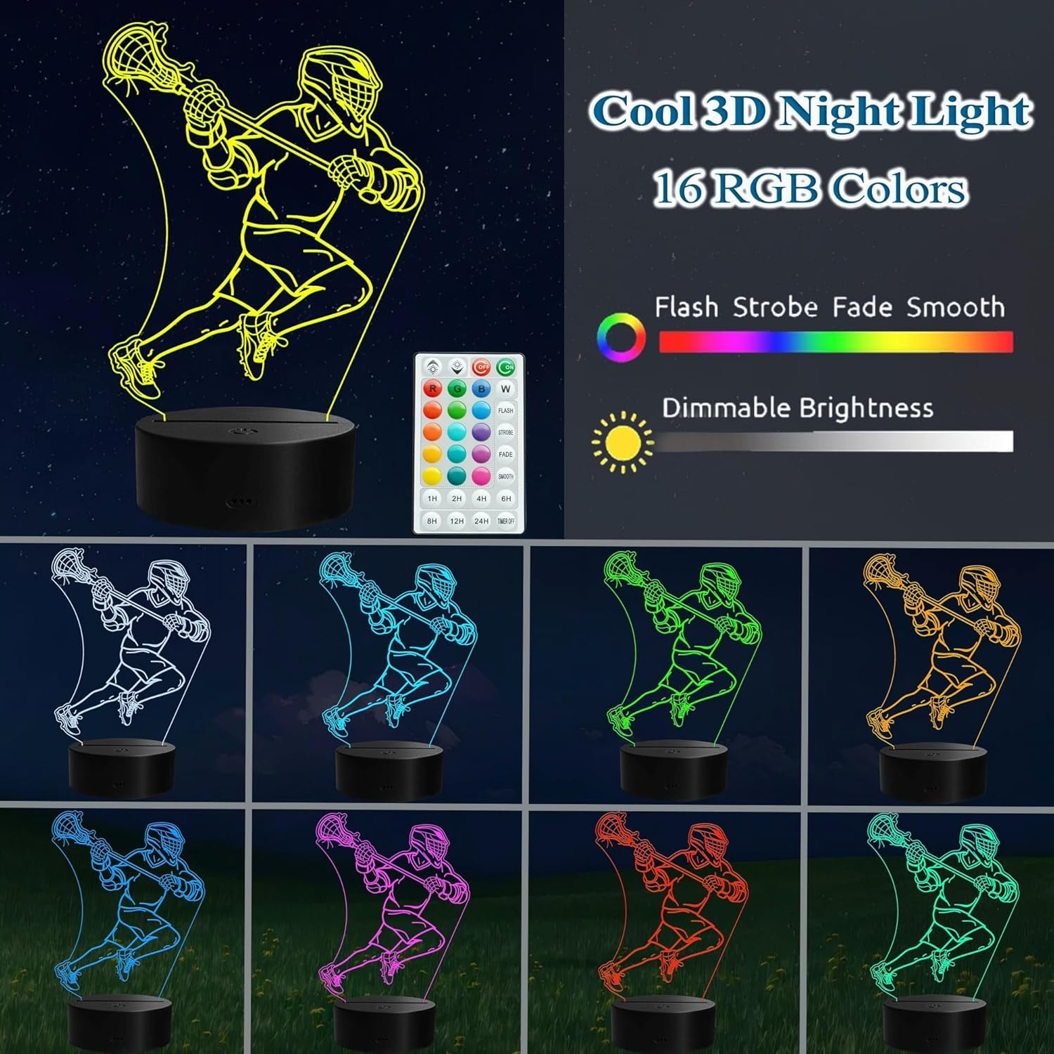 SHILIU-Lacrosse Night Light, Lacrosse Gifts for Boy, 3D Illusion Lamp ...