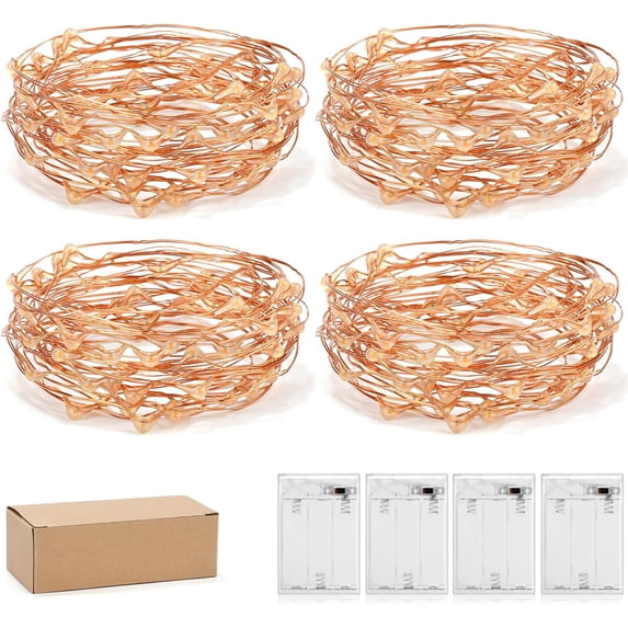 SHILIU-Led Fairy Lights Battery Operated, 4 Packs Mini Battery Powered ...
