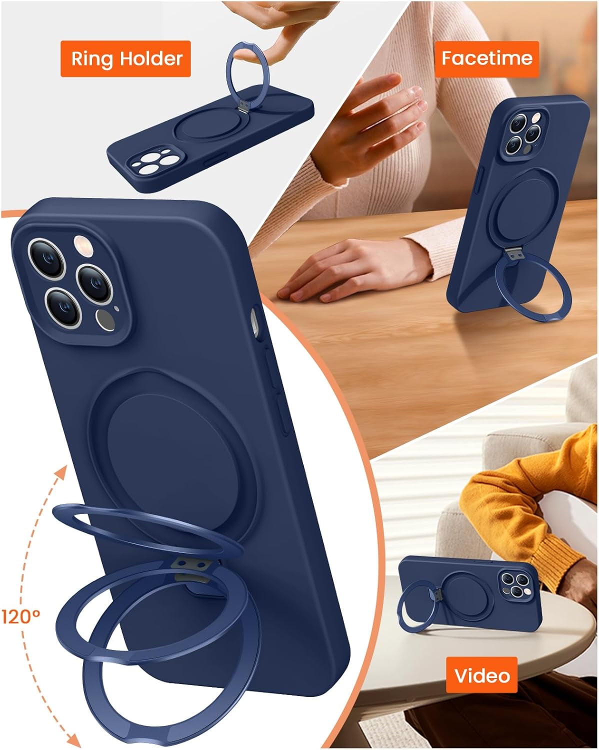 SHILIU-Liquid Silicone Case for iPhone 12 pro MAX with Magnetic Ring ...